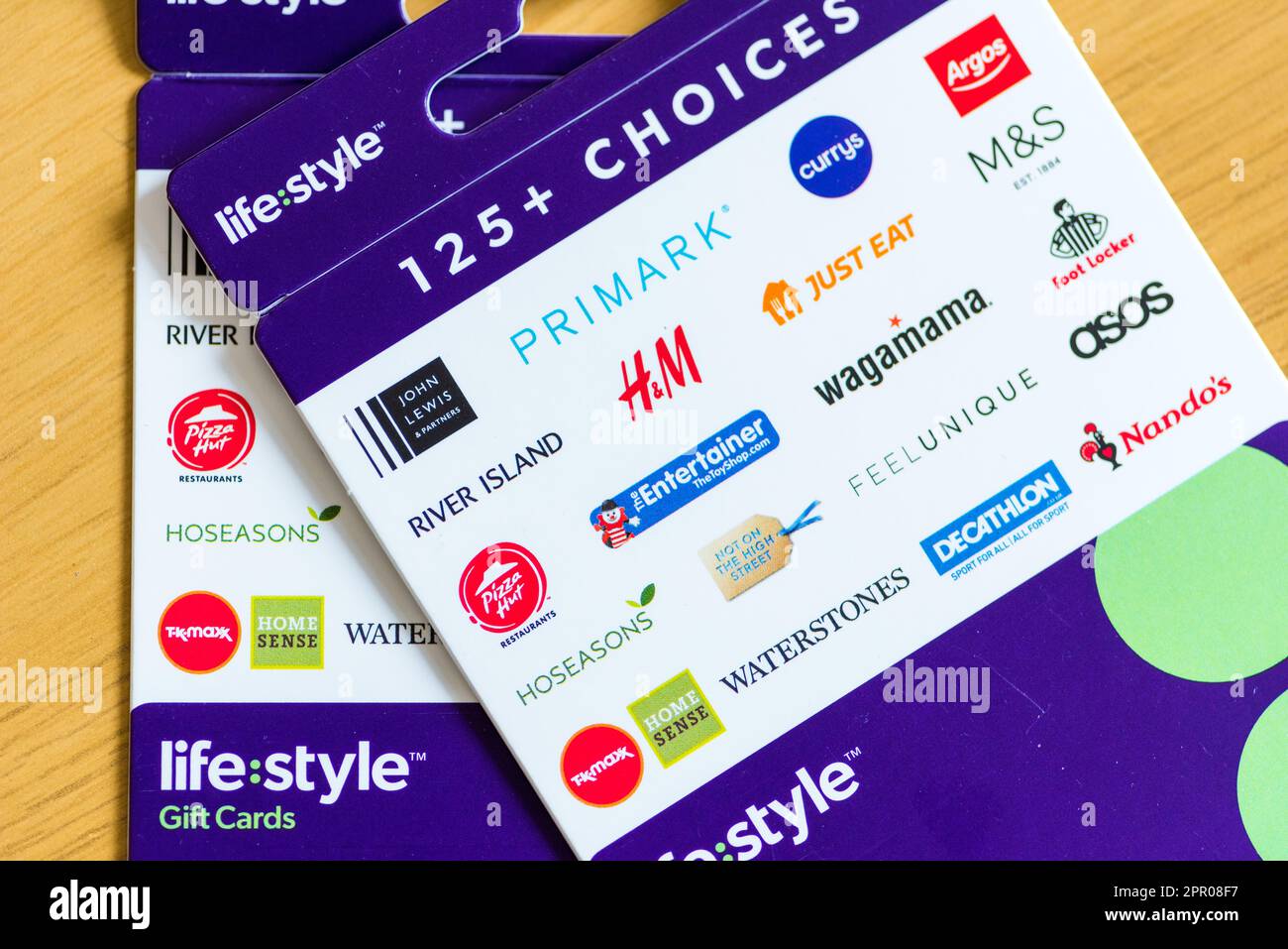 Gift card by lifestyle with multiple retailer selection Stock Photo - Alamy