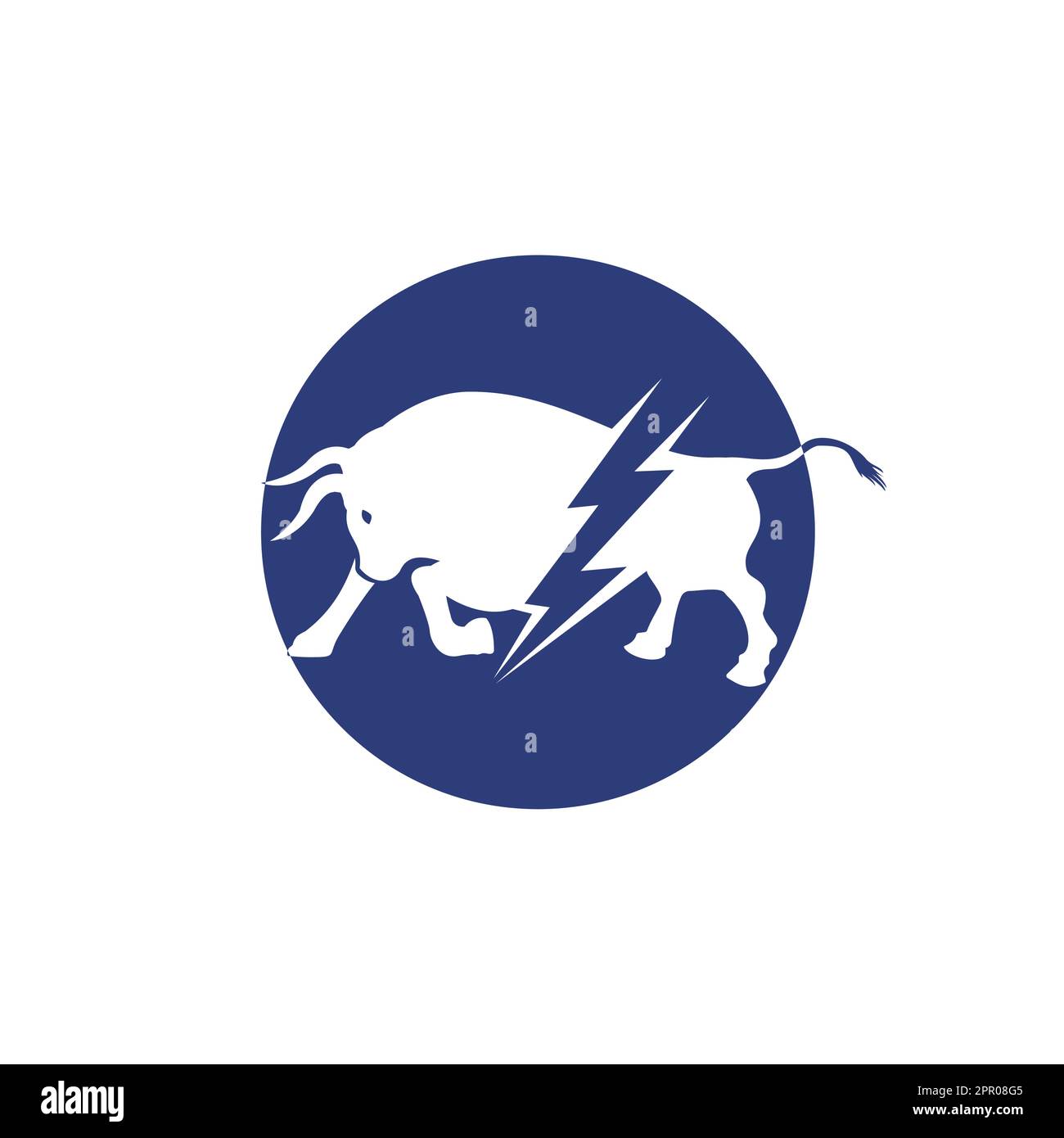 Bull with thunder logo design. Flash electric energy in bull Stock ...