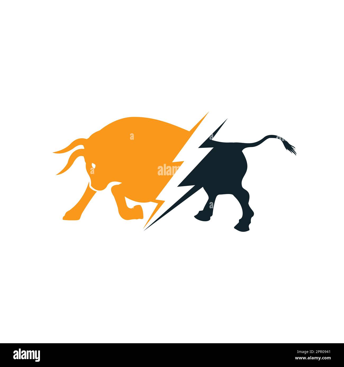 Bull with thunder logo design. Flash electric energy in bull Stock ...