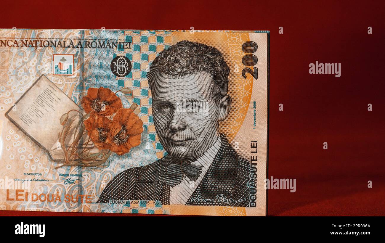 Romanian LEI Currency Banknote. RON Money European Currency Stock Photo ...