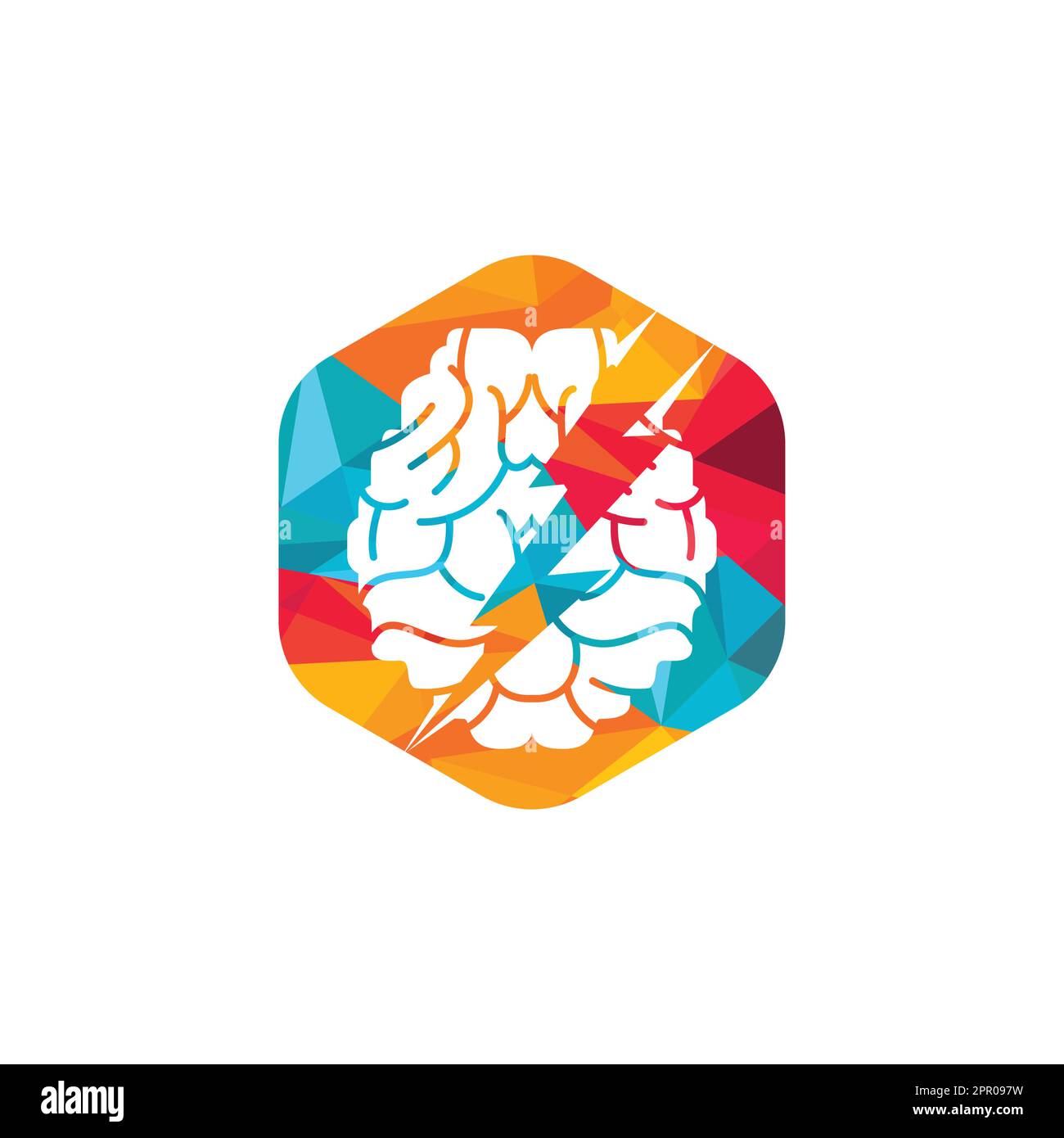 Thunder brain vector logo design. Brain power with electric logo design ...