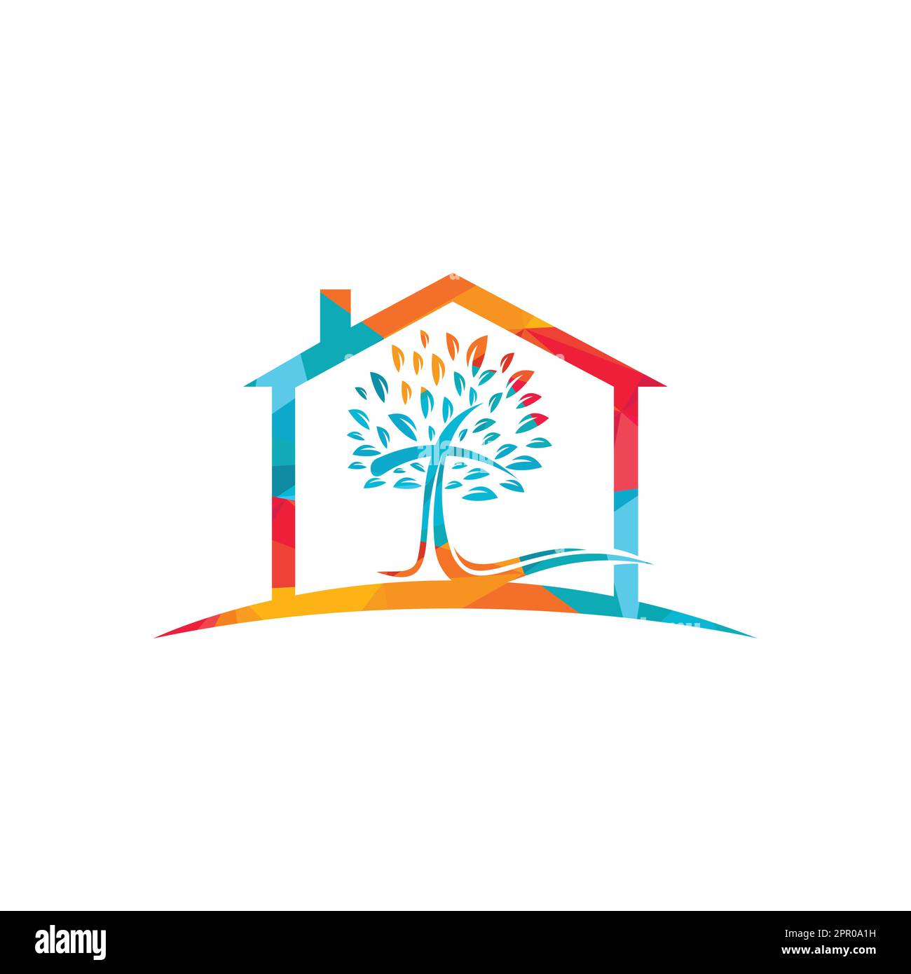 Abstract home and tree religious cross symbol icon vector design Stock ...