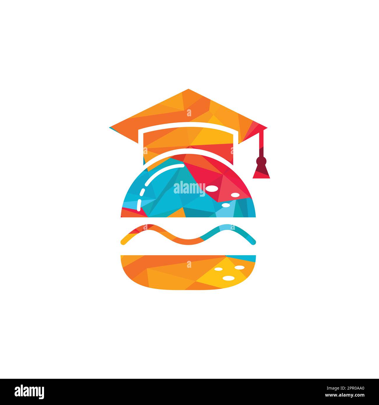 Food education vector logo design. Burger and graduation cap icon Stock ...