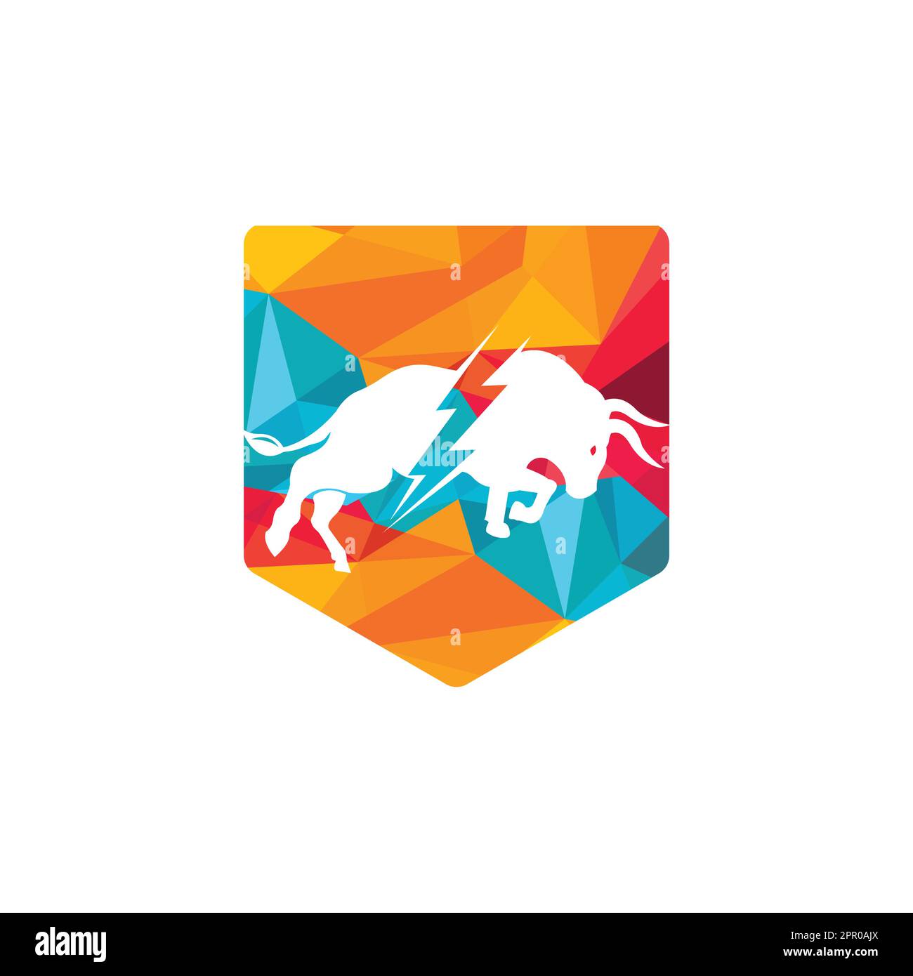 Bull with thunder logo design. Flash electric energy in bull Stock ...