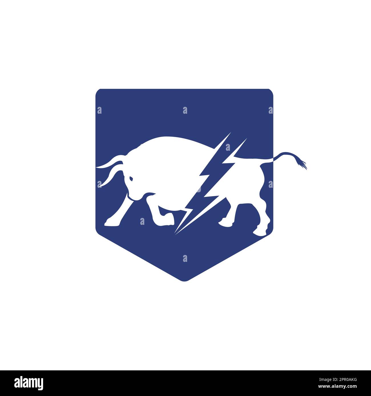 Bull with thunder logo design. Flash electric energy in bull Stock ...
