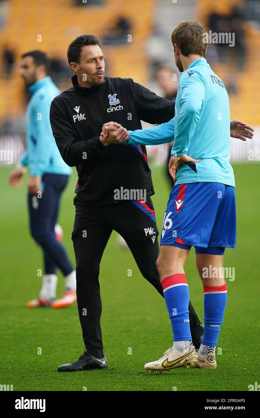 Crystal Palace assistant manager Paddy McCarthy during the arm up ahead ...