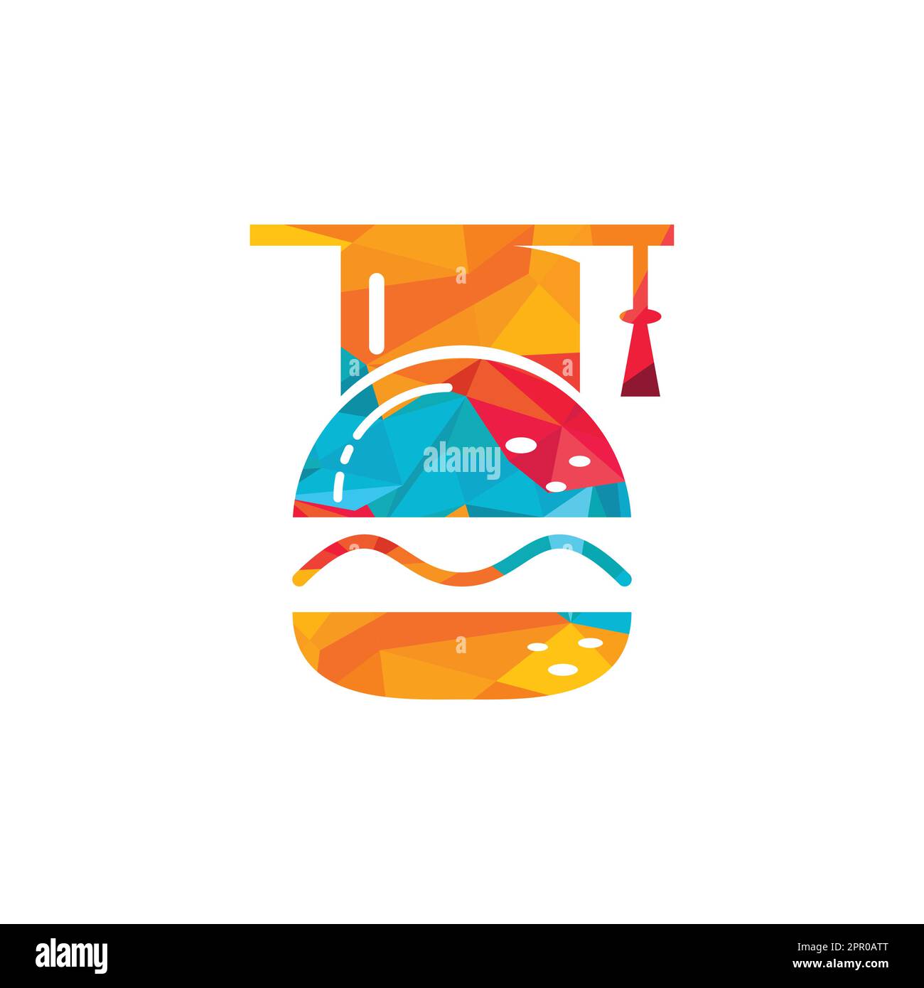 Food education vector logo design. Burger and graduation cap icon Stock ...
