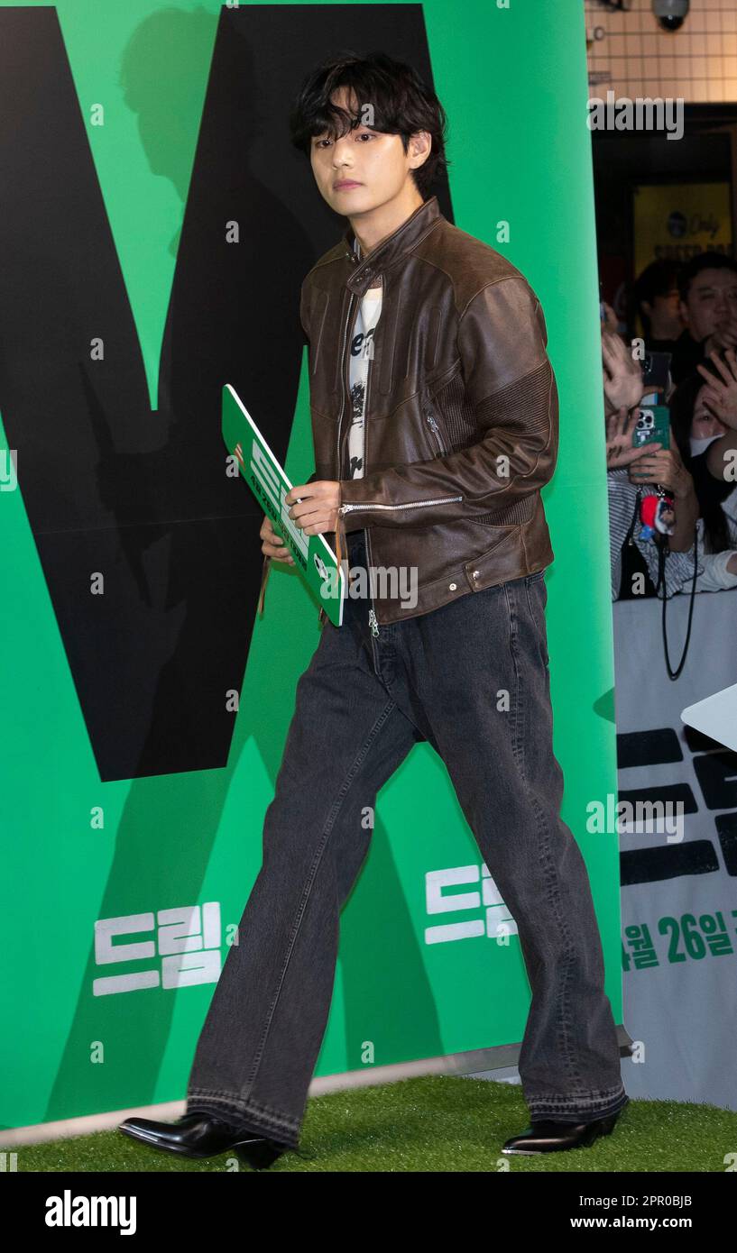 Seoul, South Korea. 24th Apr, 2023. South Korean boy band BTS member V attends a photo call for ...
