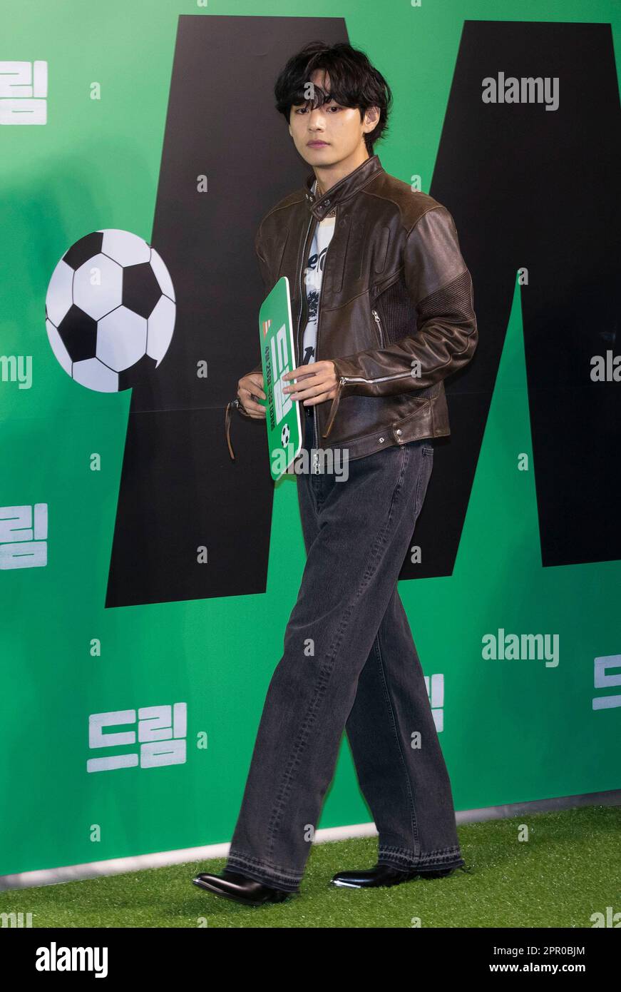 Seoul, South Korea. 24th Apr, 2023. South Korean boy band BTS member V attends a photo call for ...