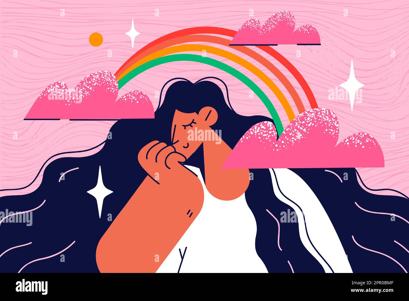 Girl dreaming imagining happy future Stock Vector Image & Art - Alamy