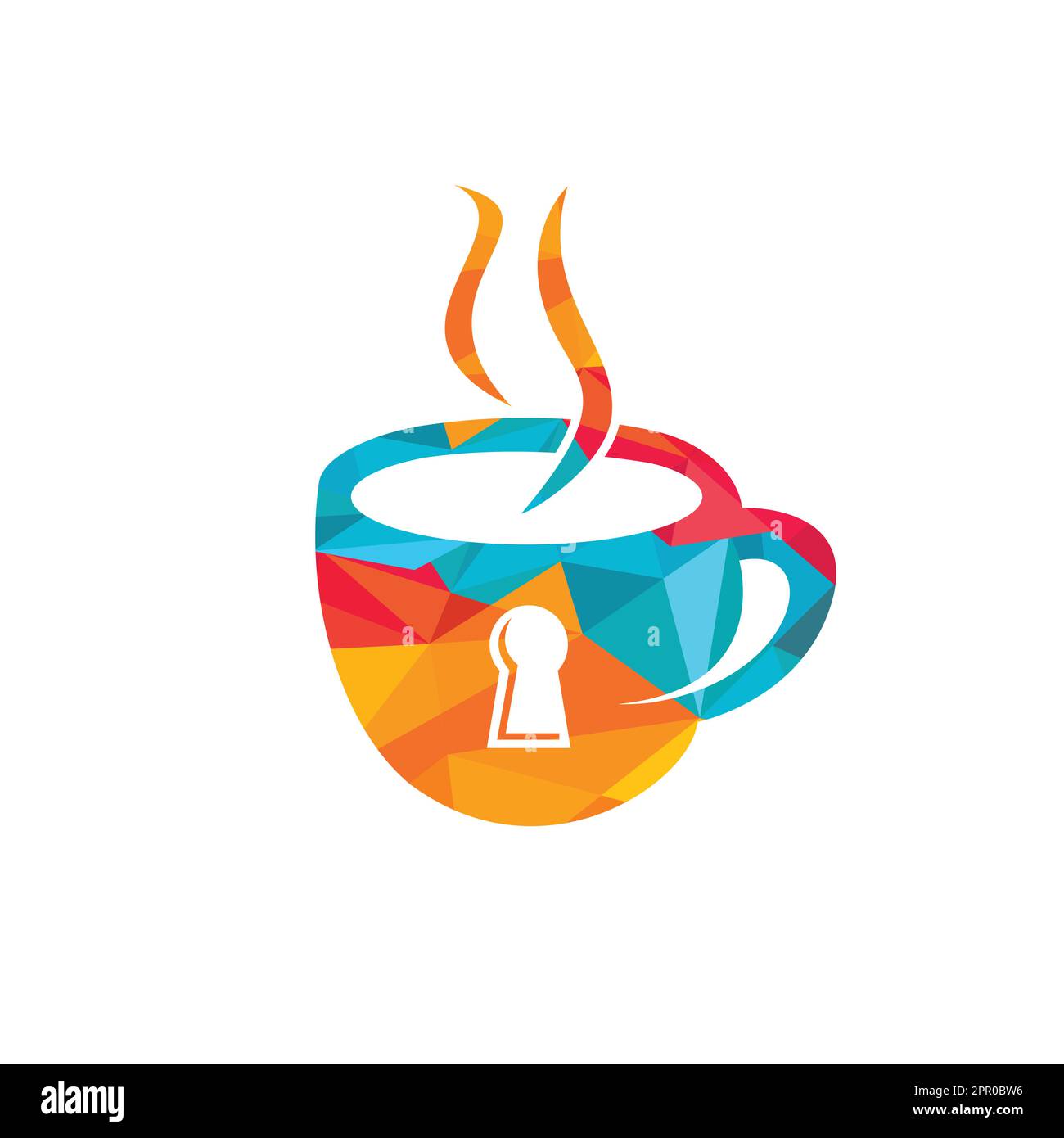 Padlock and coffee mug logo design. Coffee cup logo design combined ...