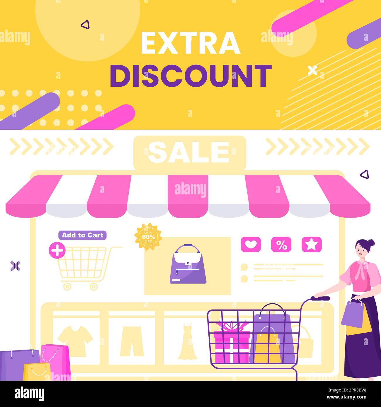 Discount Background Template Hand Drawn Cartoon Flat Illustration Stock ...