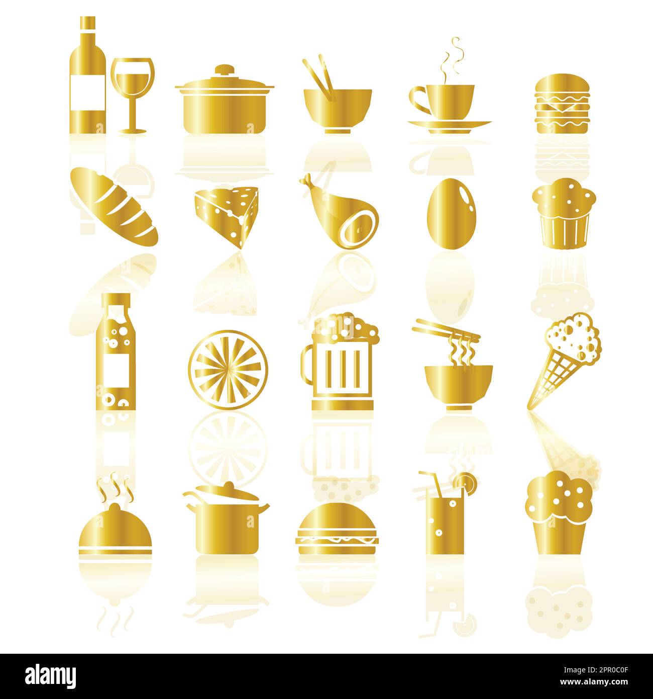 Gold food and drink icons Stock Vector Image & Art - Alamy