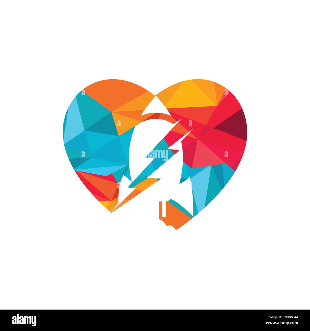 Electric rocket vector logo design. Rocket with thunderbolt and heart ...