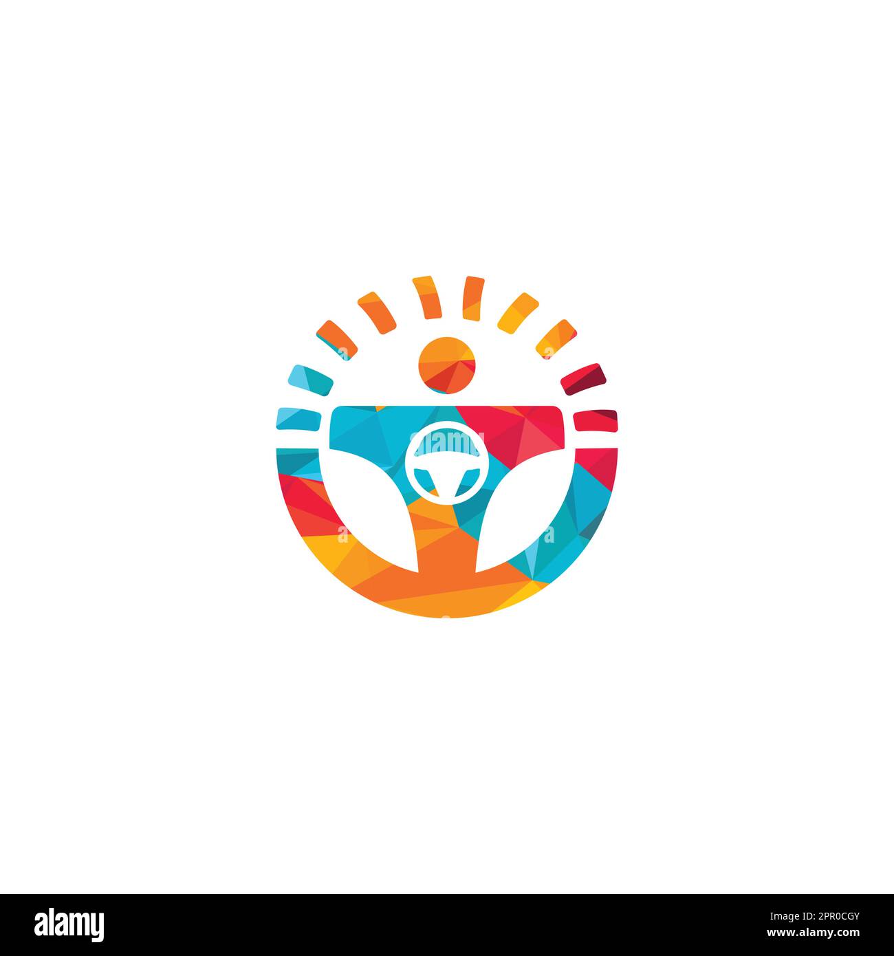 Driving school logo design. Steering wheel with road and speedometer ...