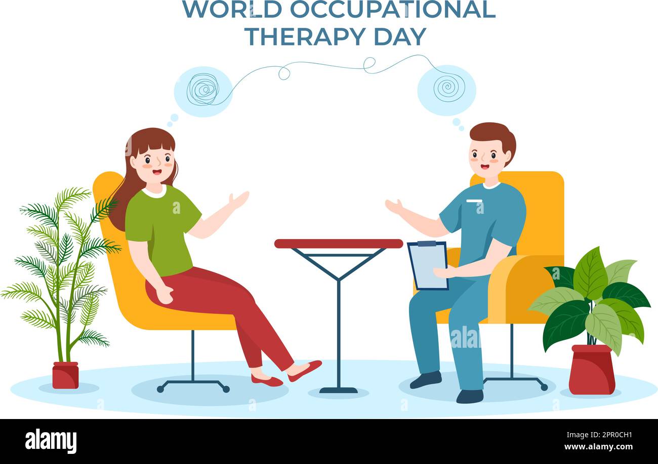 World Occupational Therapy Day Celebration Hand Drawn Cartoon Flat ...