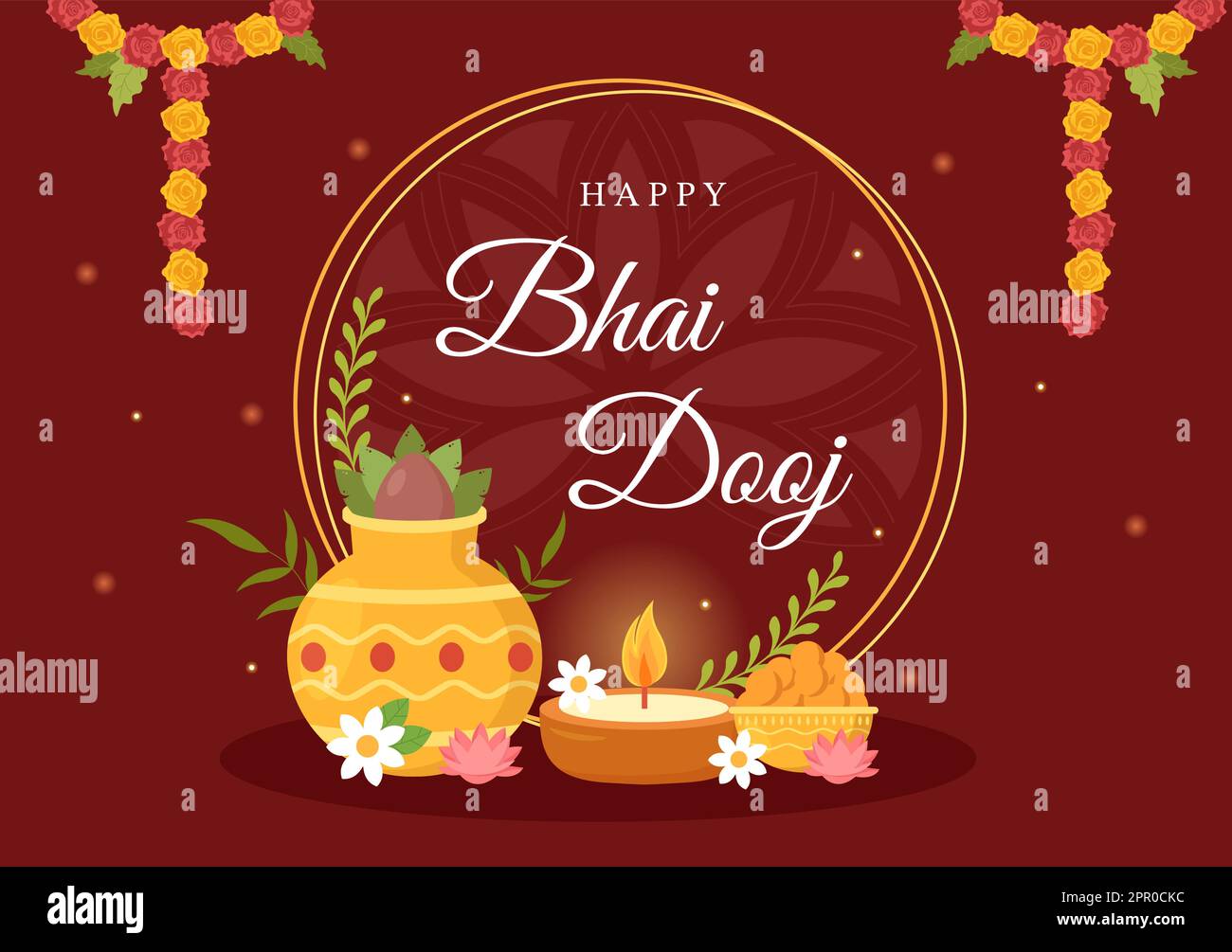Happy Bhai Dooj Indian Festival Celebration Hand Drawn Cartoon ...