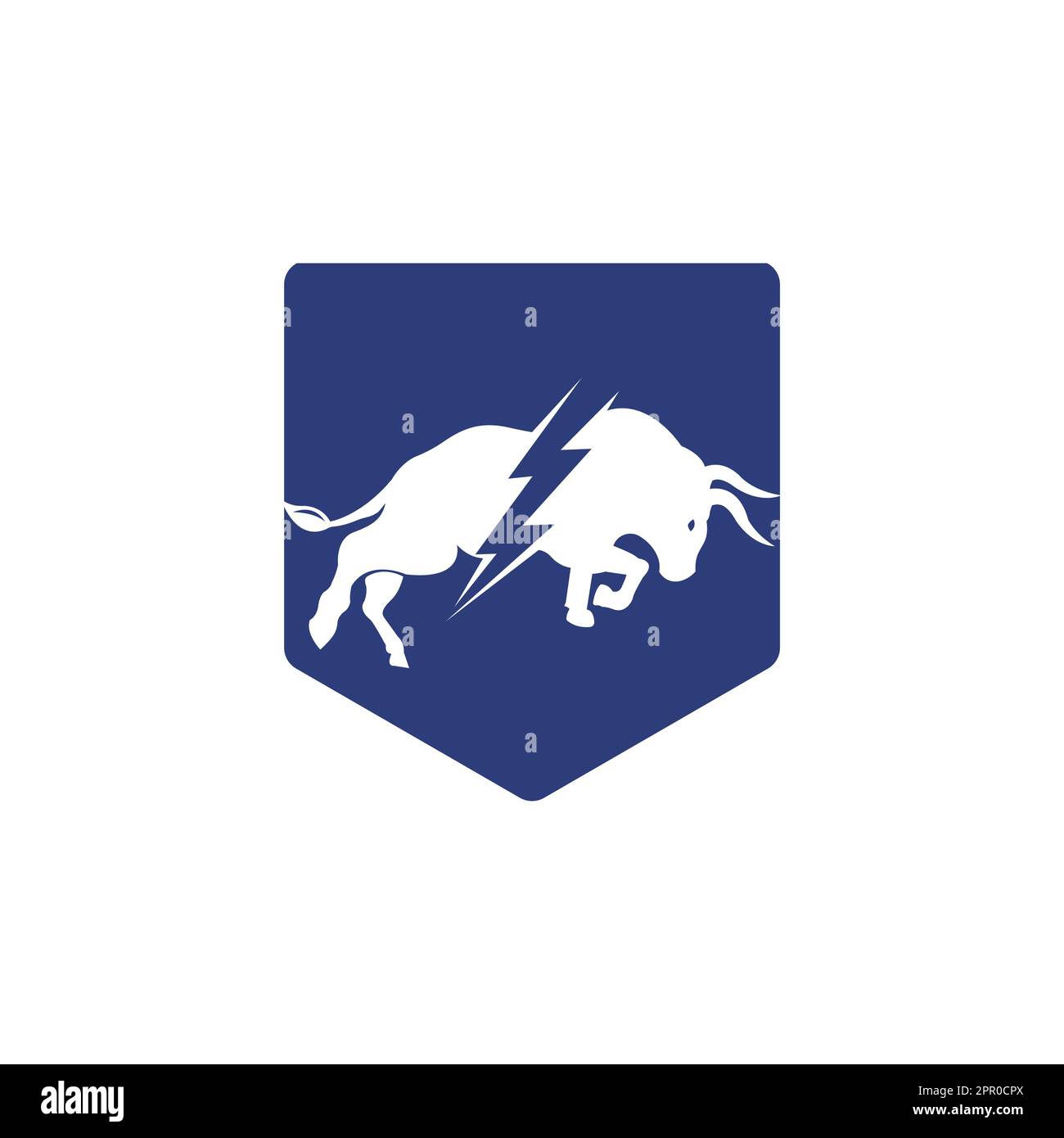 Bull with thunder logo design. Flash electric energy in bull Stock ...