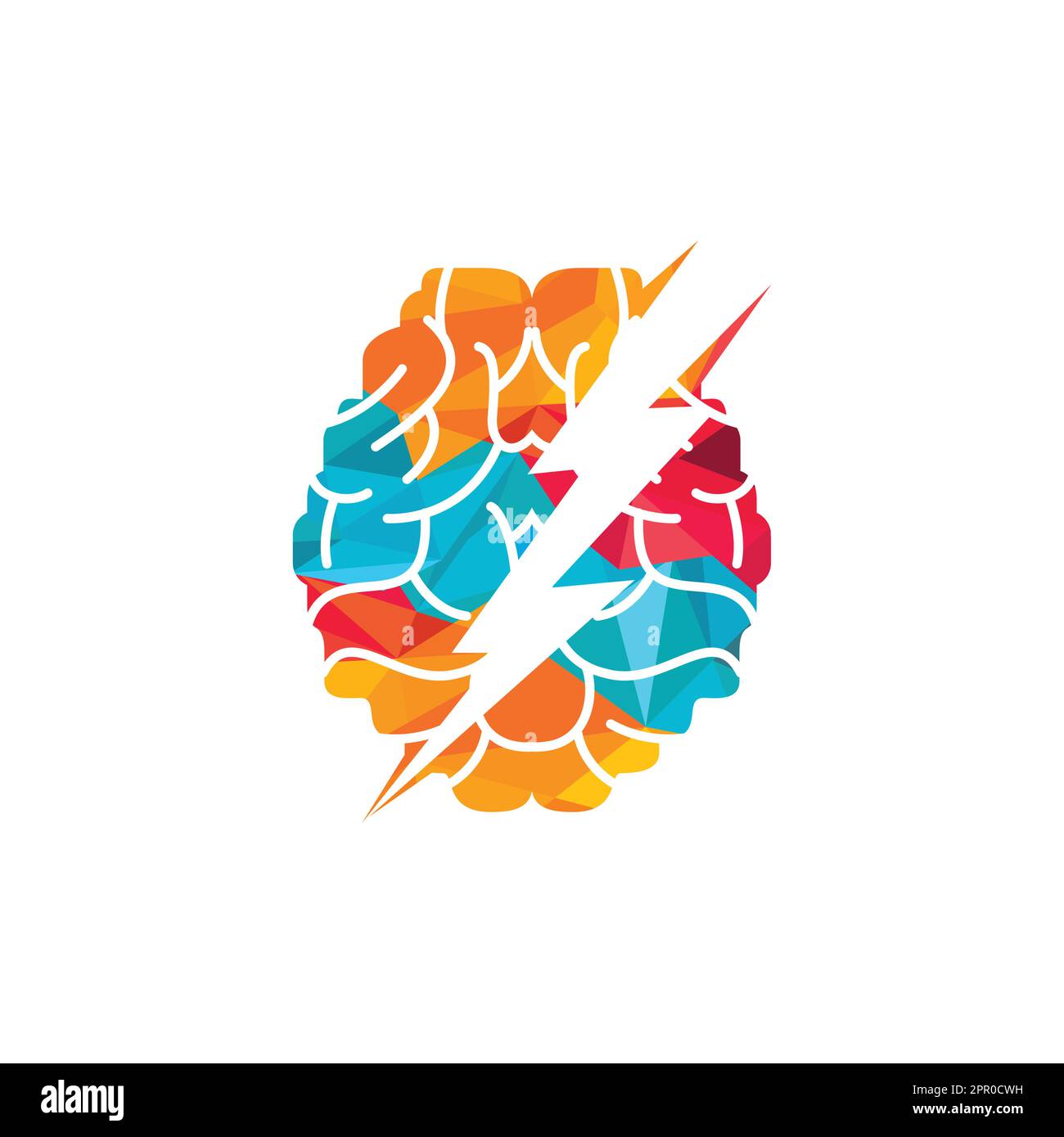 Thunder brain vector logo design. Brain power with electric logo design ...