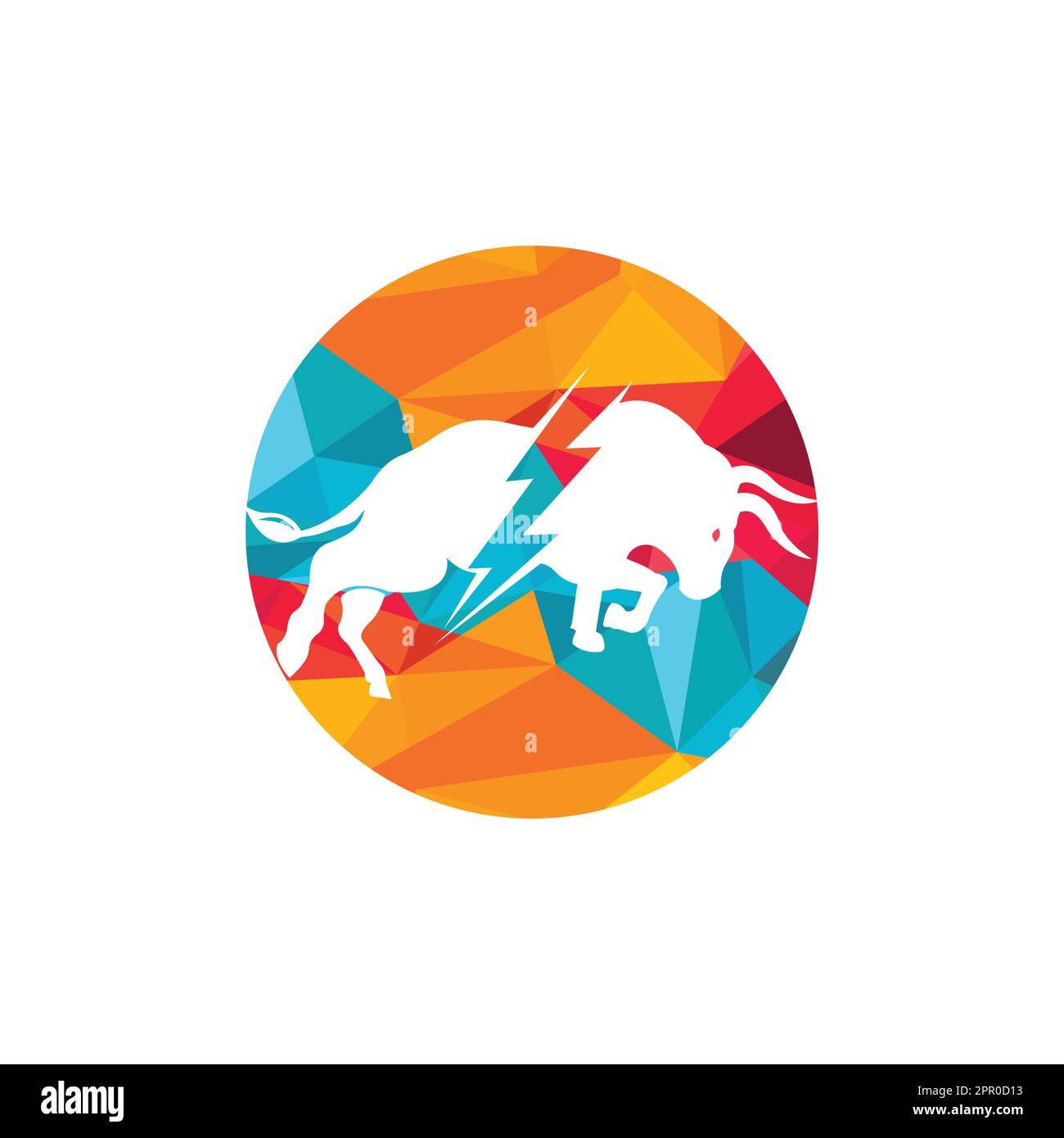 Bull with thunder logo design. Flash electric energy in bull Stock ...