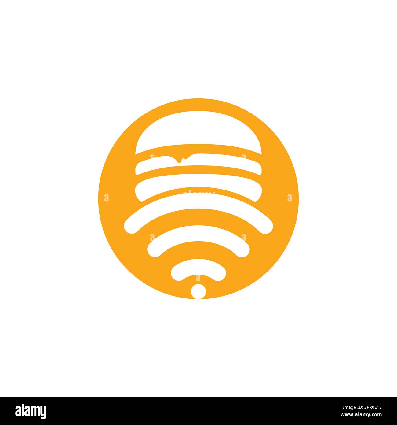 Online food logo design concept. Hamburger and WiFi signal symbol or ...