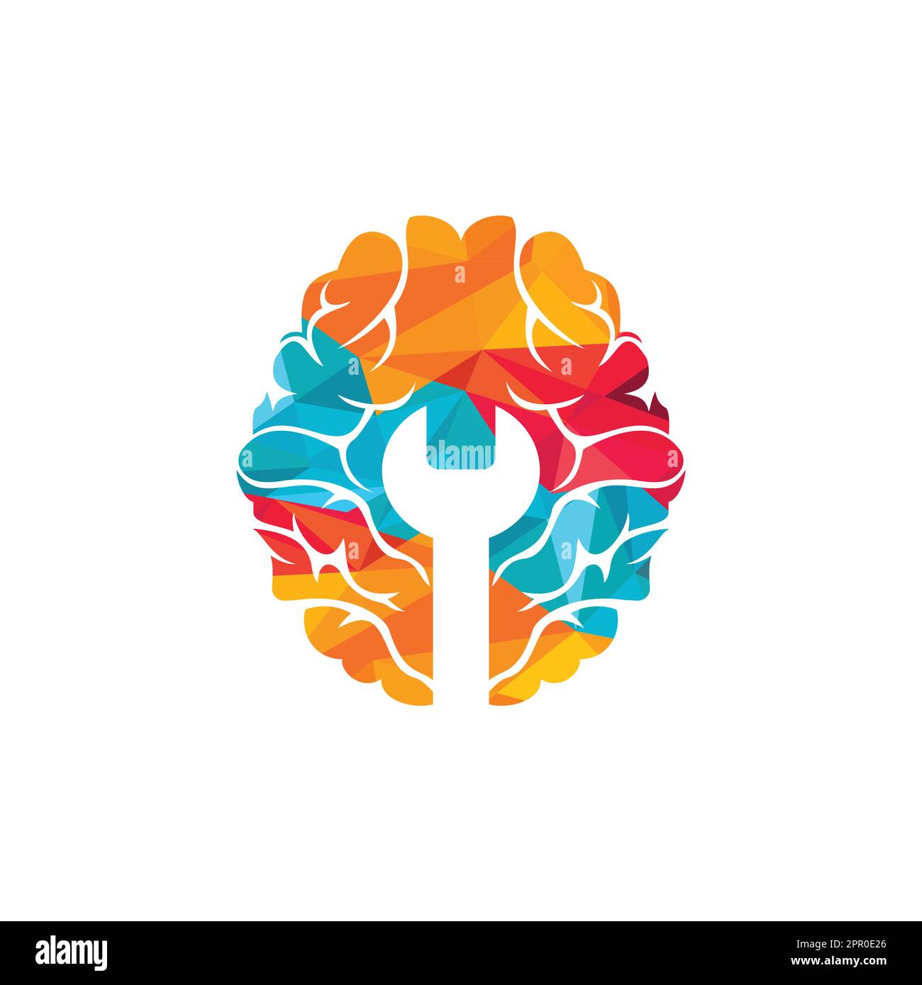 Brain repair vector logo design. Brain and wrench icon logo design ...