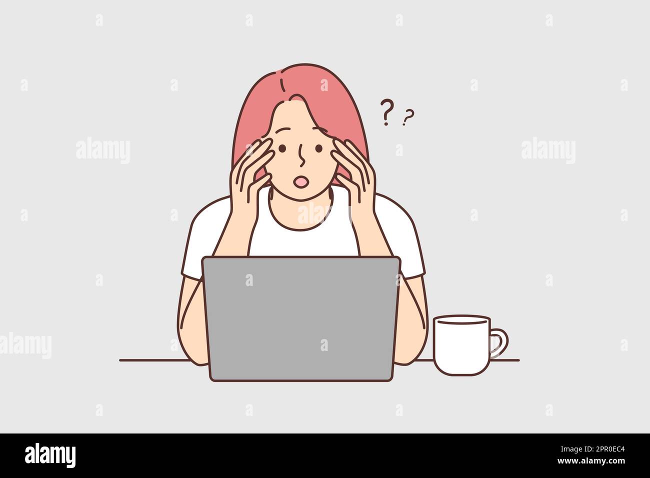 Woman confused computer Stock Vector Images - Alamy