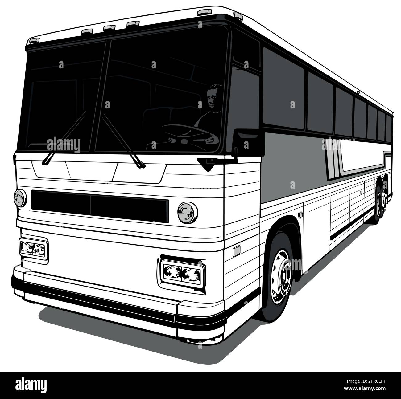 White bus drawing hi-res stock photography and images - Alamy