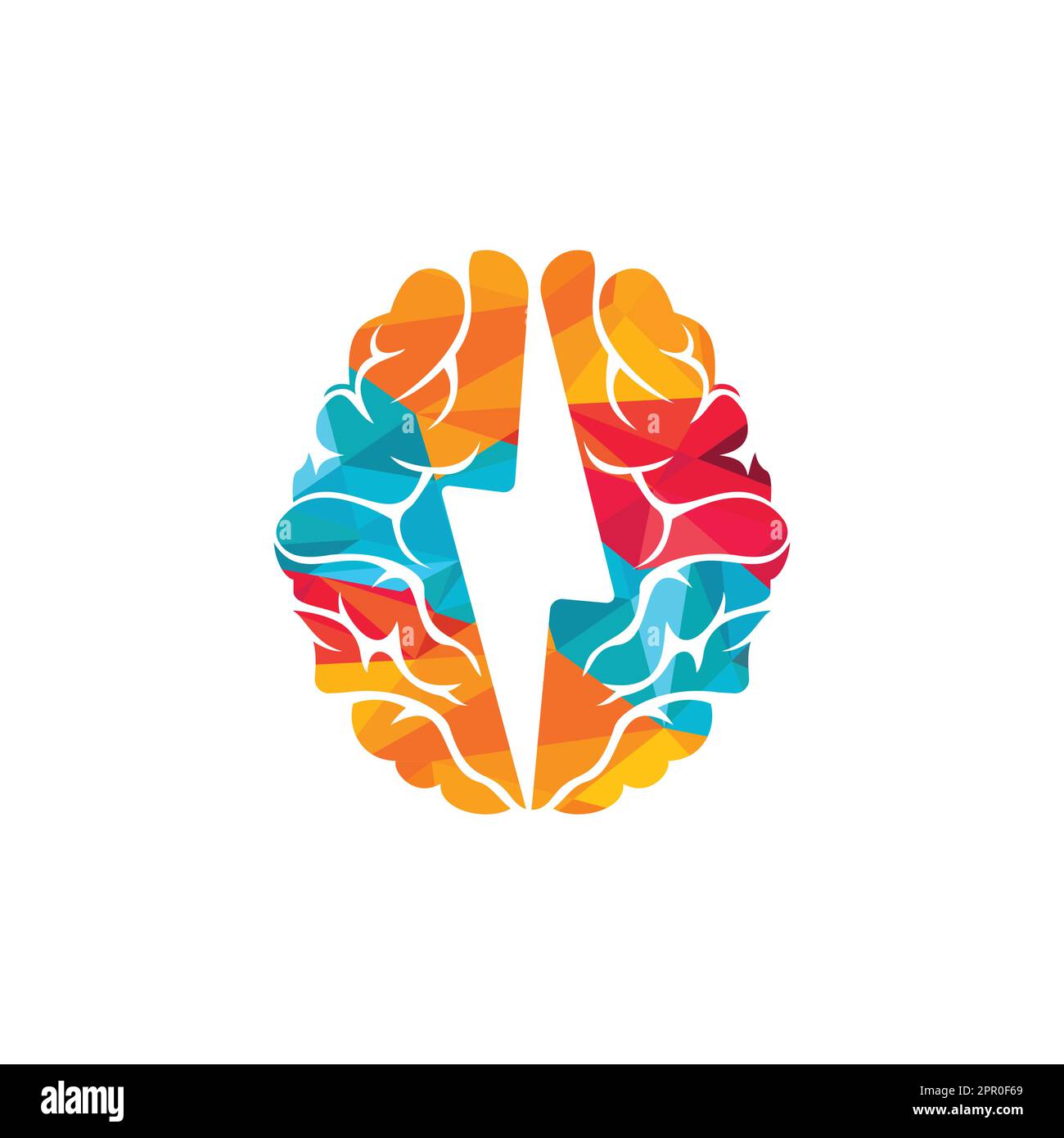 Thunder brain vector logo design. Brain power with electric logo design ...