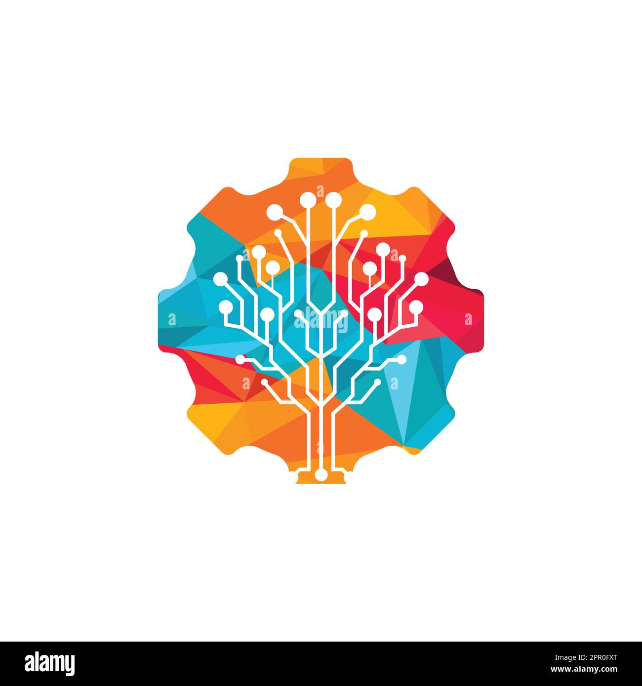 Techno gear vector logo template design. Gear electronic factory sign ...