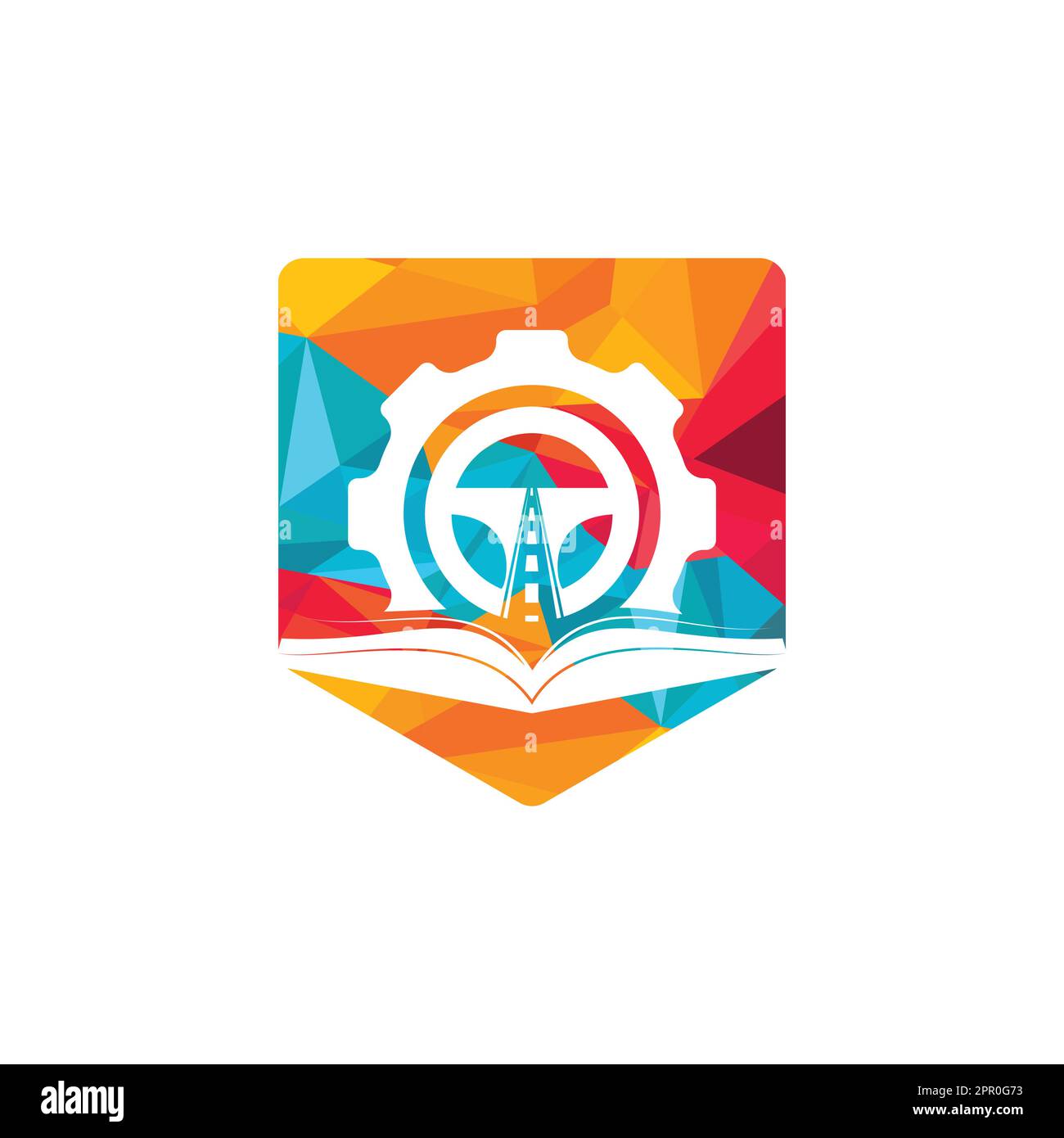 Driving school logo design. Steering wheel with Cog and book icon Stock ...
