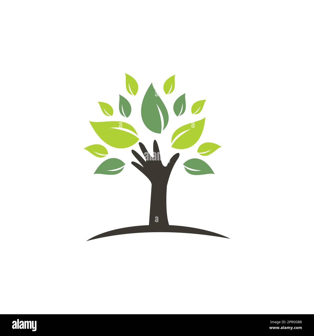 Creative green hand tree logo design. Natural products logo. Cosmetics ...
