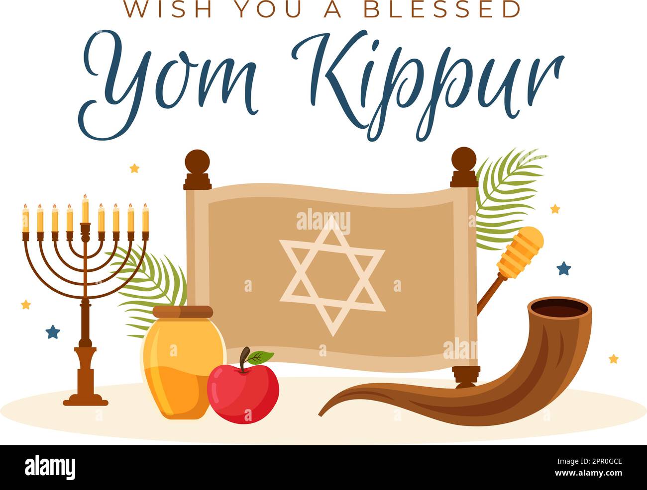 Yom Kippur Celebration Hand Drawn Cartoon Flat Illustration To Day Of