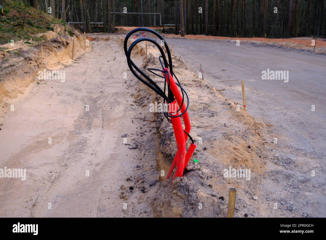 Construction of a new road in the initial stage. . construction of ...