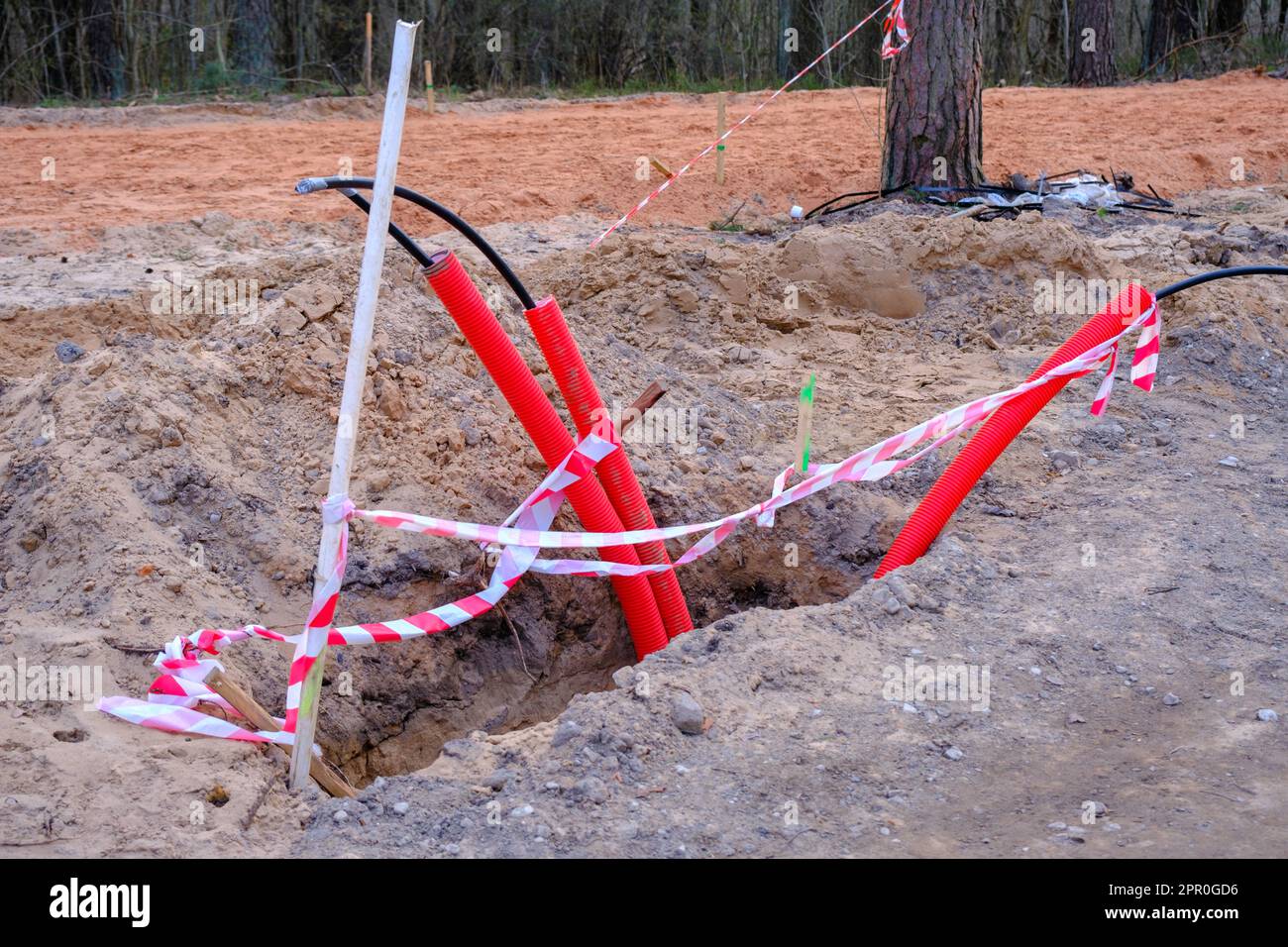 Construction of a new road in the initial stage. . construction of ...