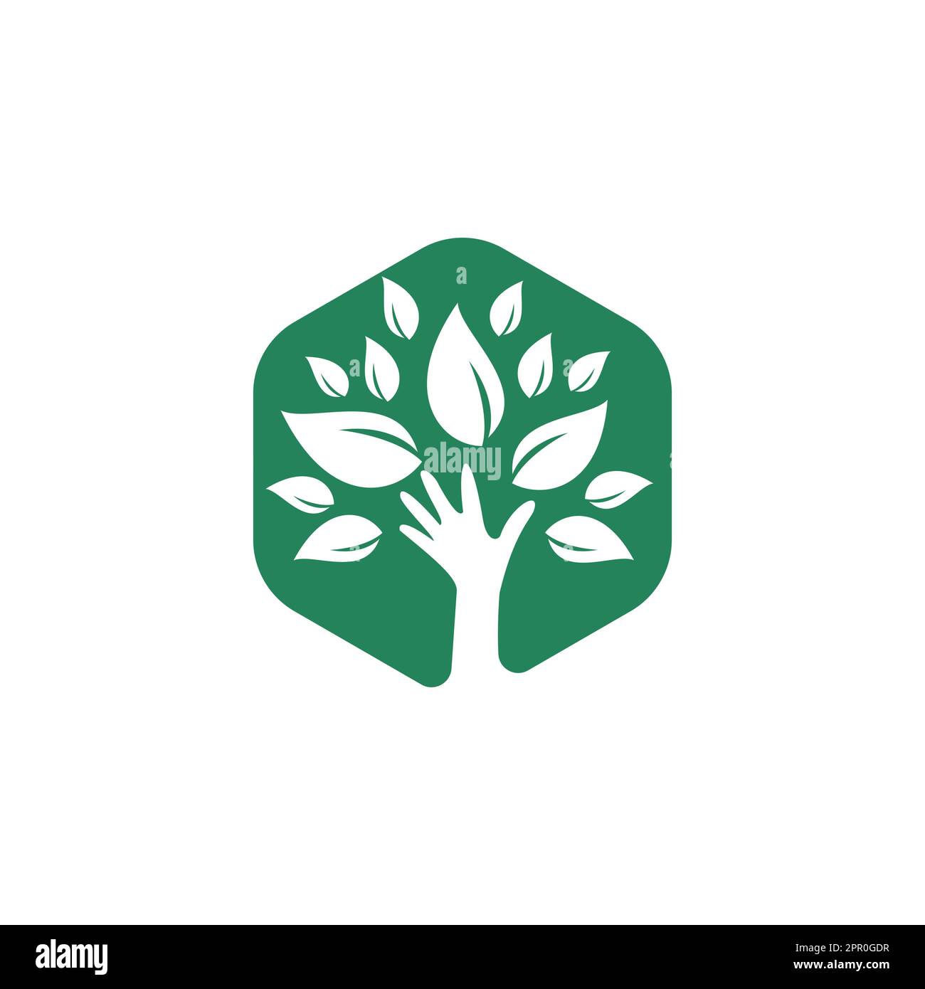 Creative green hand tree logo design. Natural products logo. Cosmetics ...