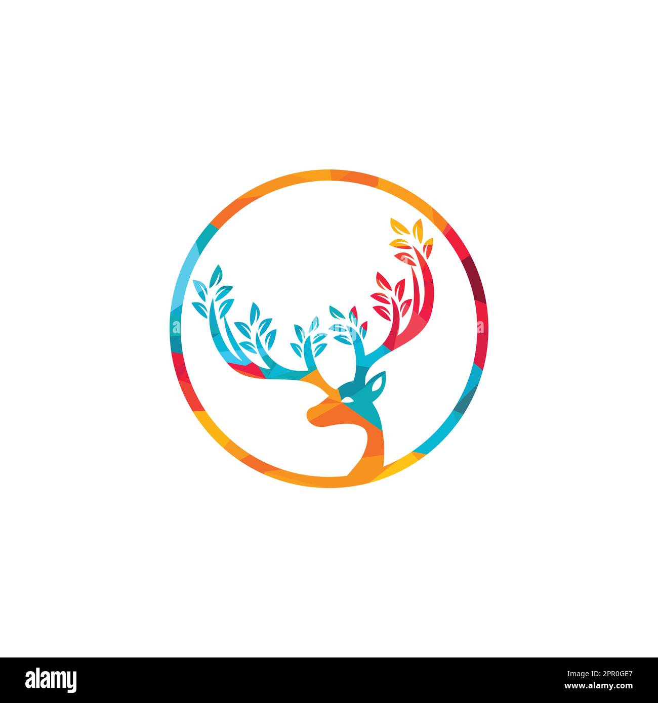 Deer leaf antlers vector logo design Stock Vector Image & Art - Alamy
