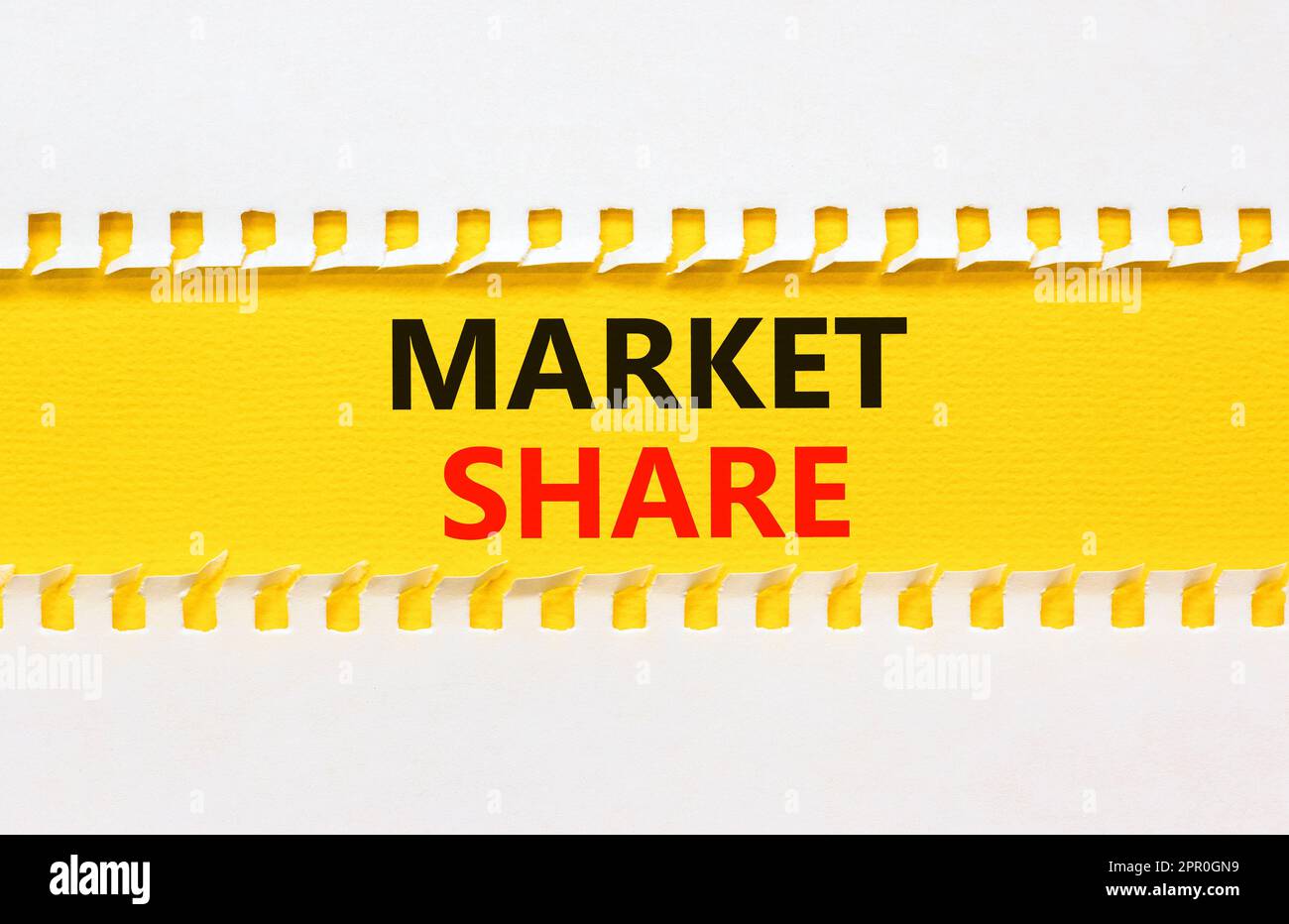 Market share symbol. Concept words Market share on beautiful yellow ...