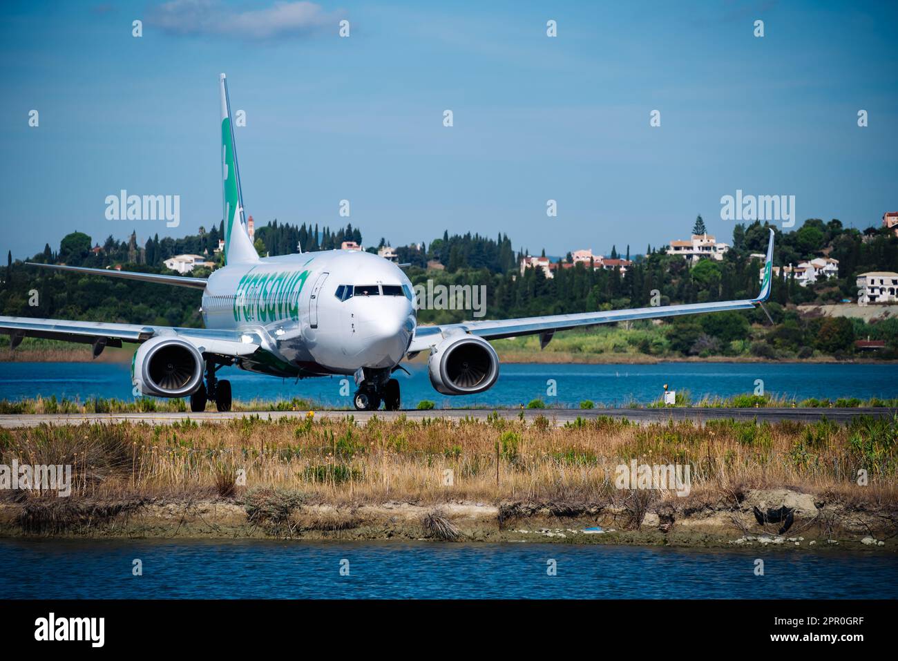 Kerkyra, Greece - 09 24 2022: Corfu Airport, Transavia Plane Rady To ...