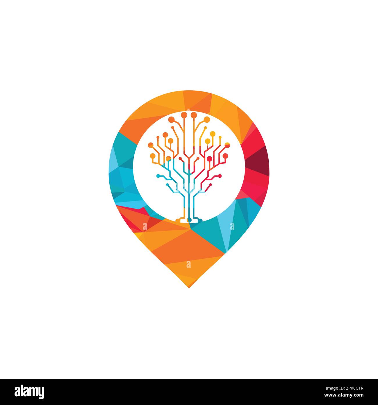 Digital Tree vector logo design. Technology logo template design vector ...