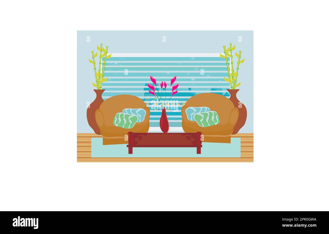 Fashionable interior of living room - vector Stock Vector Image & Art ...