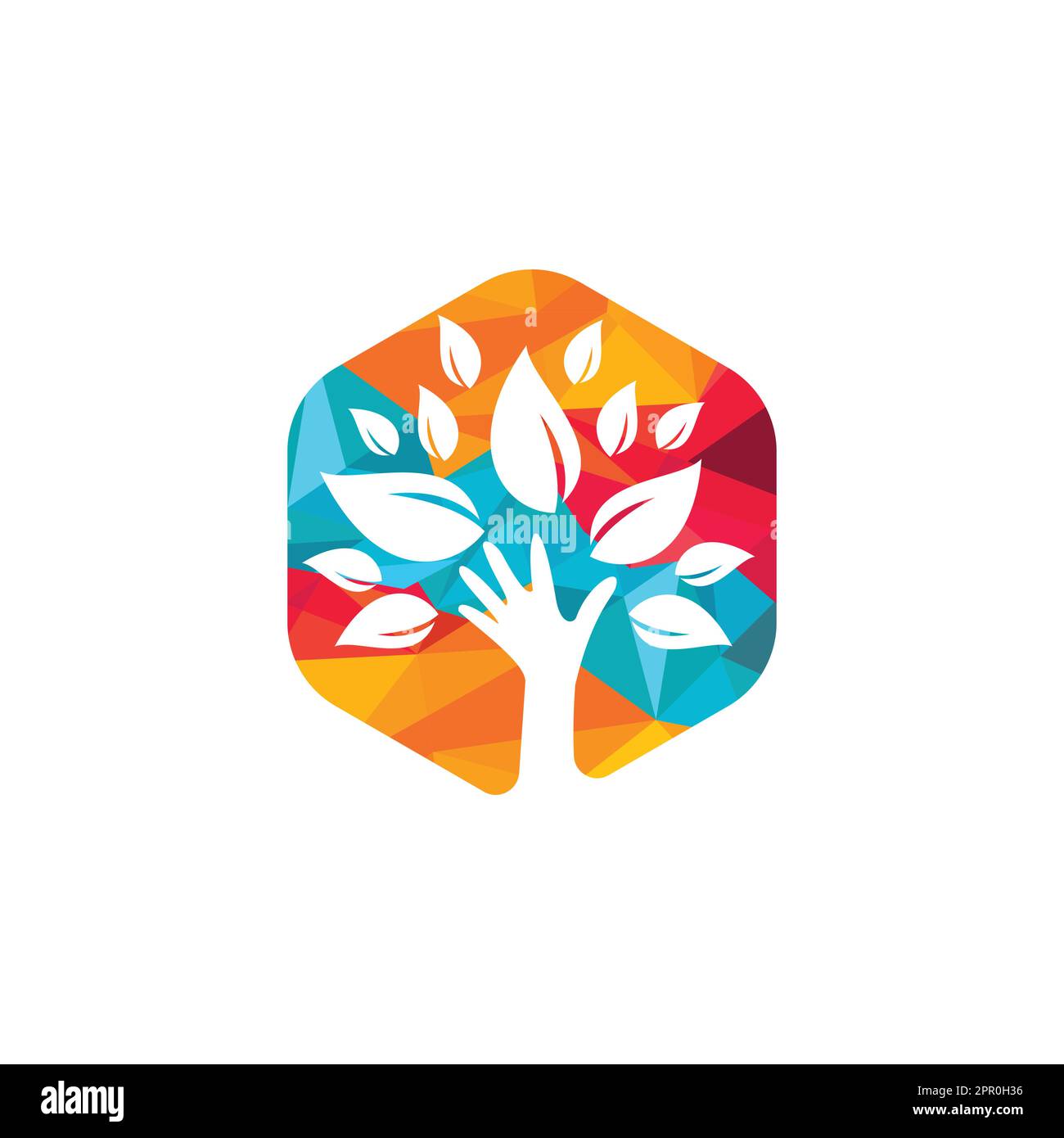 Creative green hand tree logo design. Natural products logo. Cosmetics ...