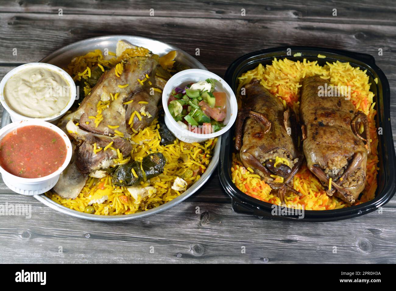 Egyptian Hamam pigeons Mahshi stuffed squab with rice and a lamb shank ...