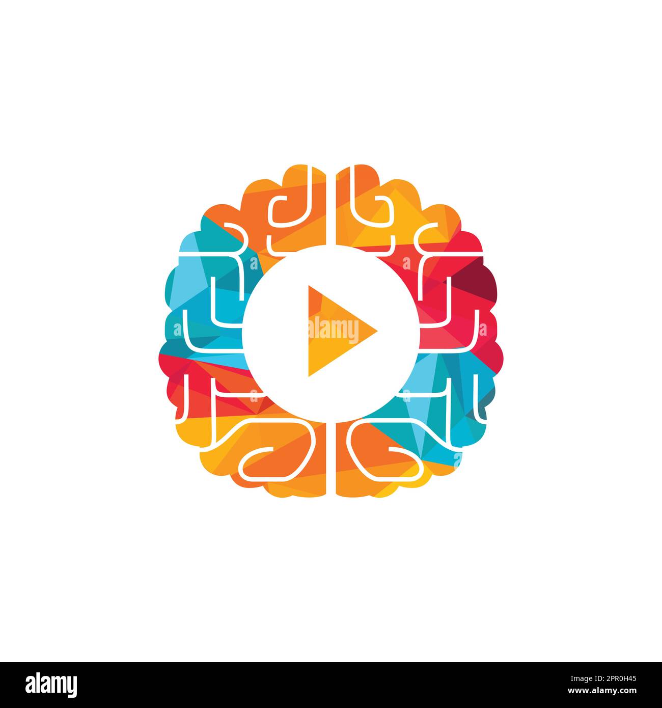 Brain media player vector logo design. Mind play logo template design ...