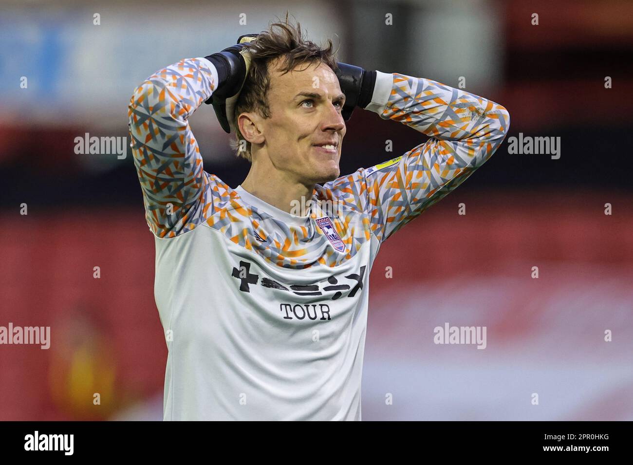 Christian Walton #1 of Ipswich Town reacts after Ipswich miss an open ...