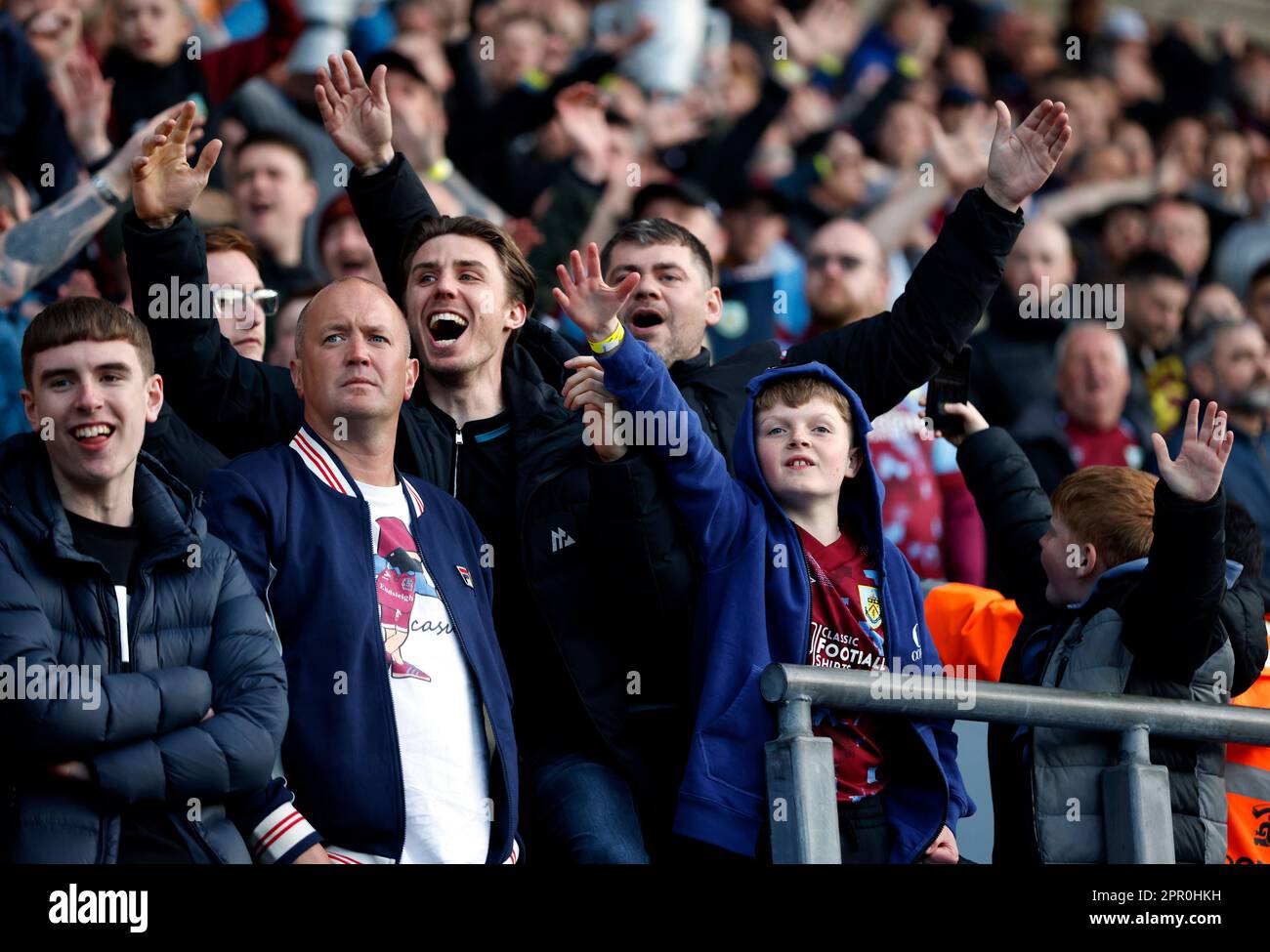 Burnley fans in the stands showing support during the Sky Bet ...