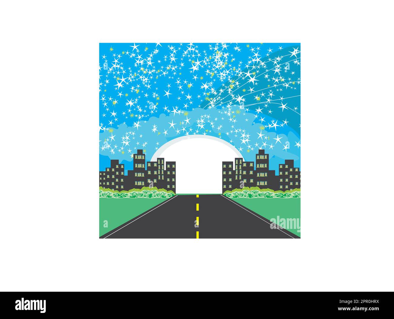 Building and moon Cut Out Stock Images & Pictures - Alamy