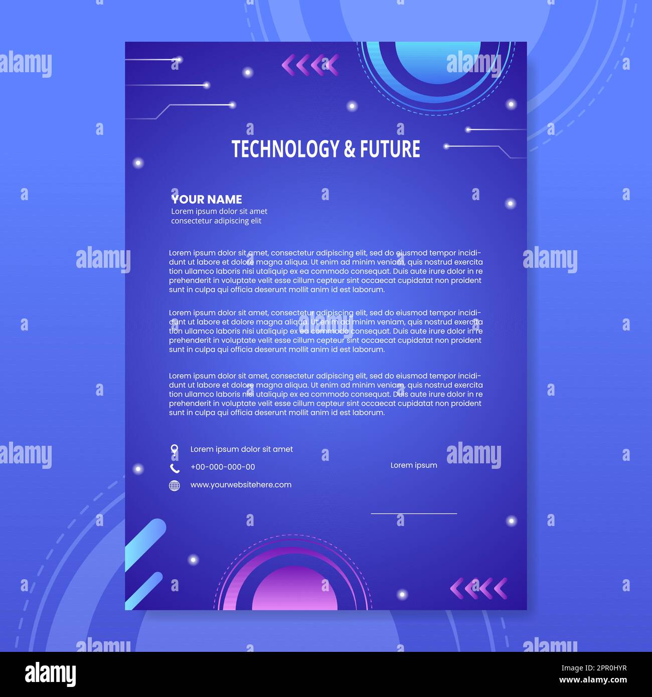 Technology Letterhead Template Hand Drawn Cartoon Flat Illustration ...