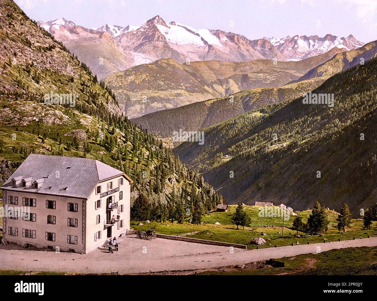 Hotel Bellevue, Simplon Pass, Valais, Switzerland 1890 Stock Photo - Alamy