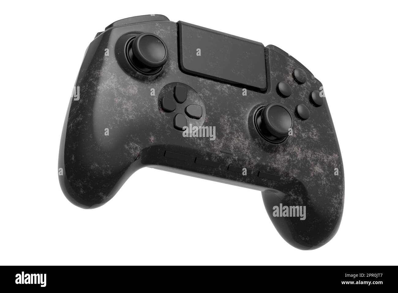 Realistic video game joystick with black marble texture on white ...